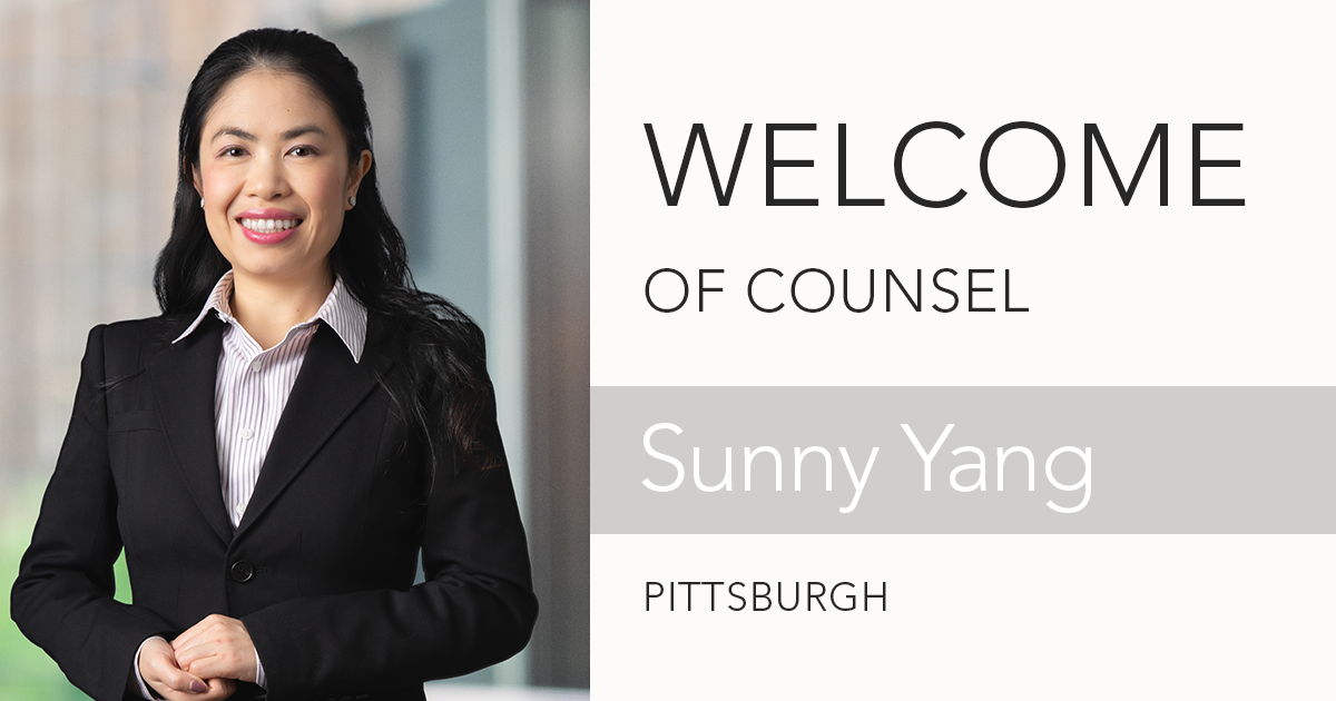 Sunny Yang joins Pittsburgh office of Porter Wright