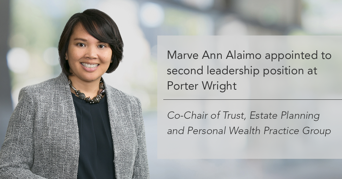 Alaimo appointed to second leadership position at Porter Wright